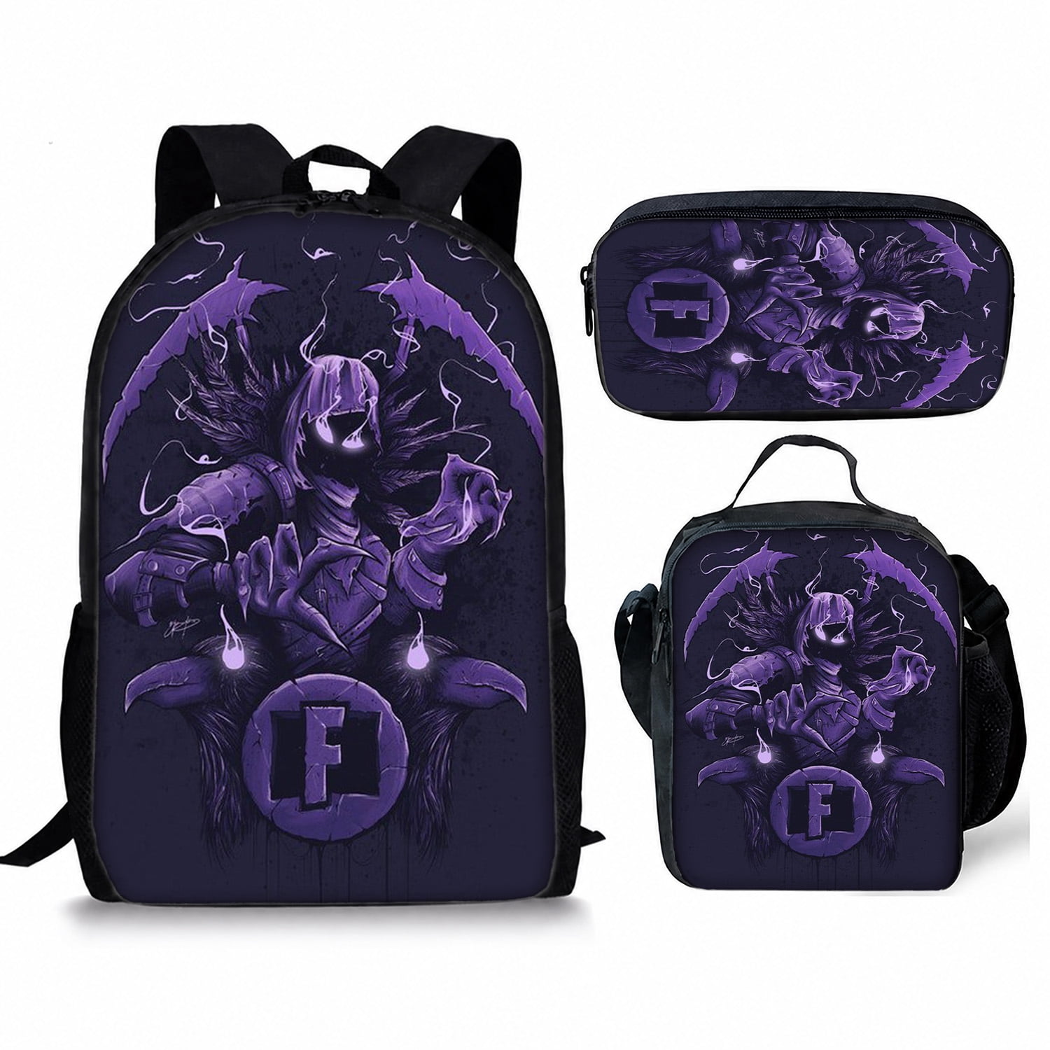 3Pcs Unisex Anime Game Backpack Set Large Schoolbag with Lunch Bag ...