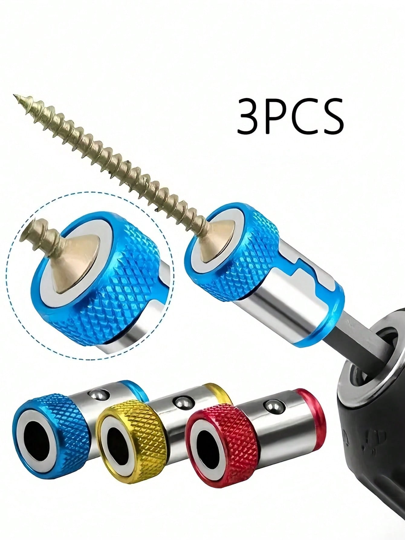 3Pcs Universal Anti-Slip Alloy Magnetic Screwdriver Bit Holder Set ...