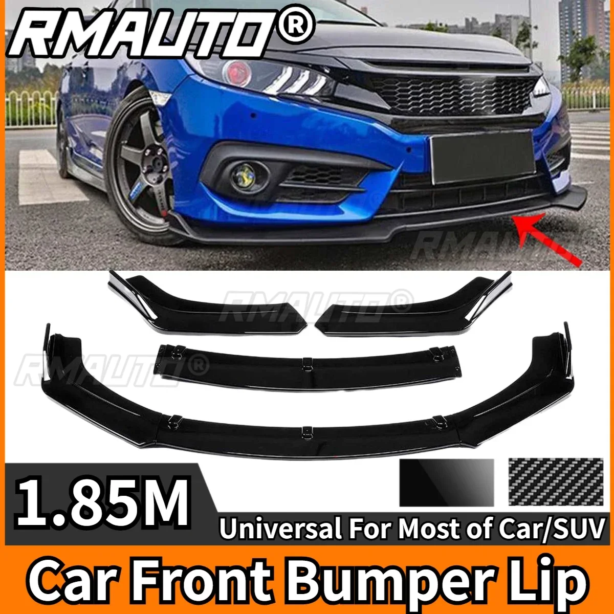3Pcs Universal Car Front Bumper Lip Diffuser Spoiler Splitter Chin For ...