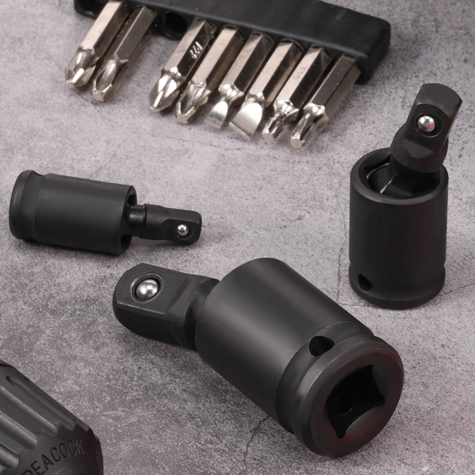 3Pcs Universal Joint Swivel Socket Adapter Set 1/4 Inch 3/8 Inch 1/2 ...