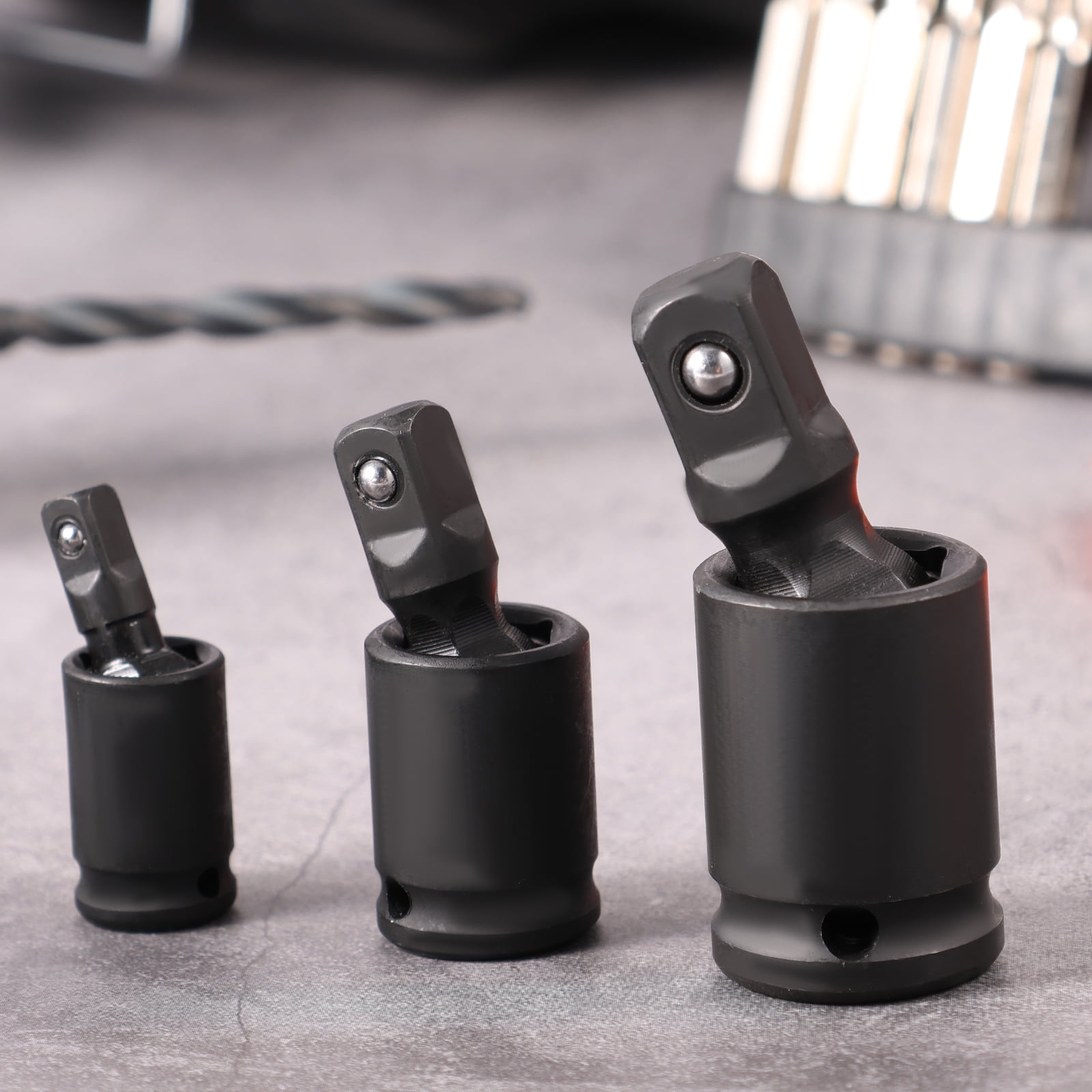 3Pcs Universal Joint Swivel Socket Adapter Set 1/4 Inch 3/8 Inch 1/2 ...