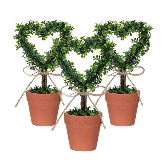 3Pcs Valentines Day Artificial Heart Topiary Plant with Pot 3 Small ...