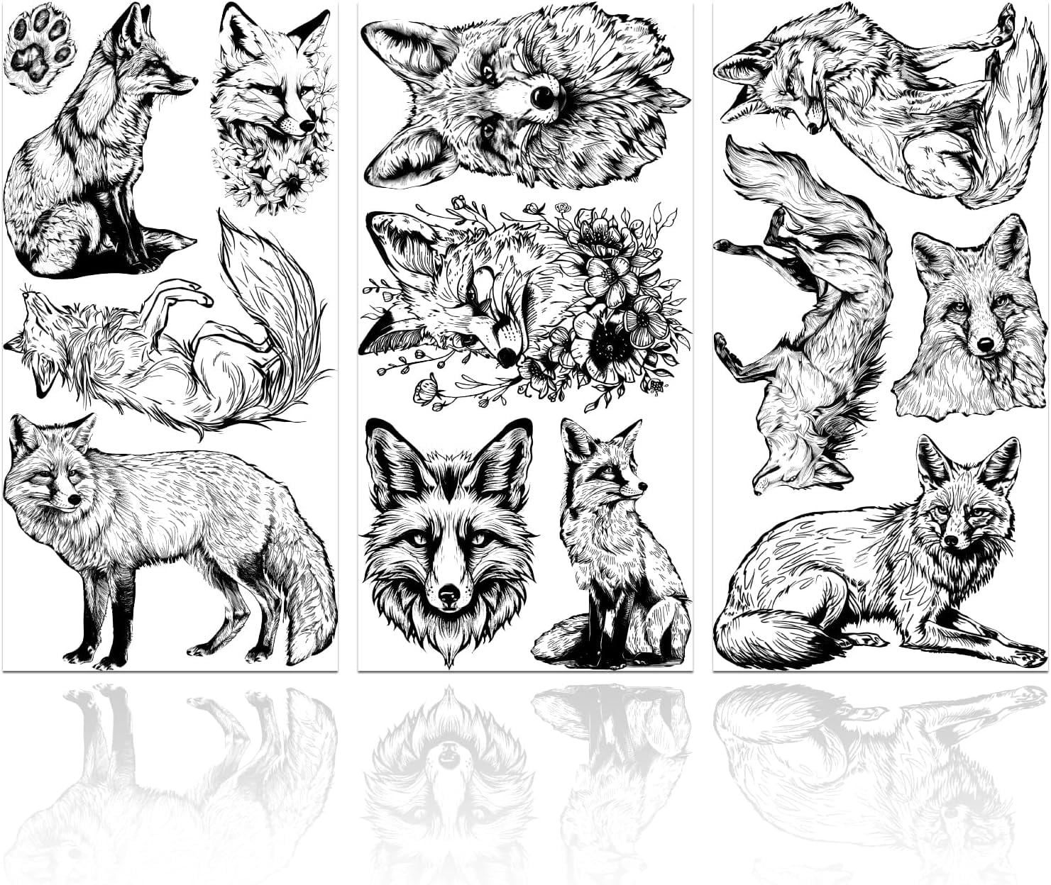 3Pcs Vintage Fox Furniture Transfer 6x12inch Black and White Fox ...