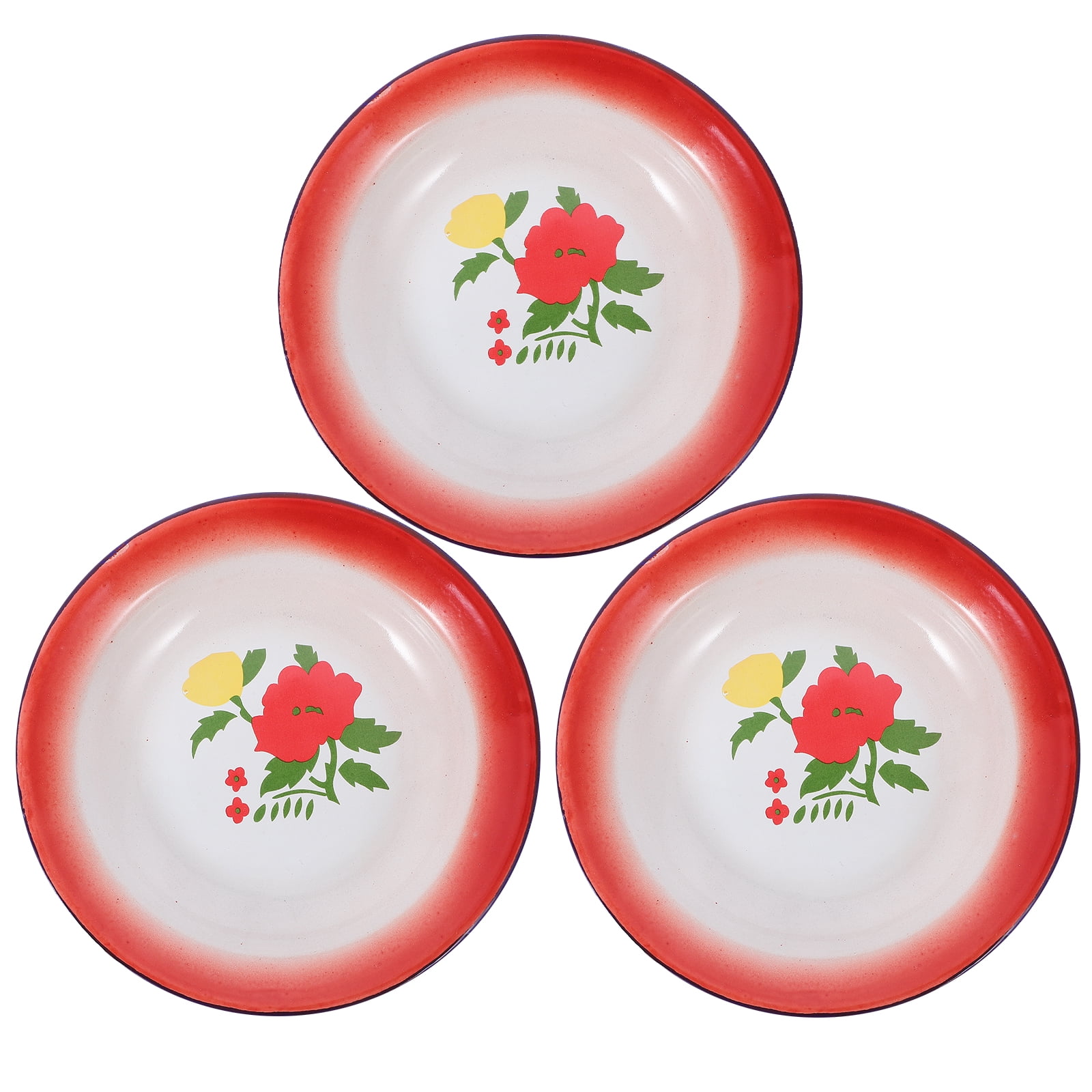 LIOOBO Red Enamelware Plate for Home Use Vintage Design Ideal for ...