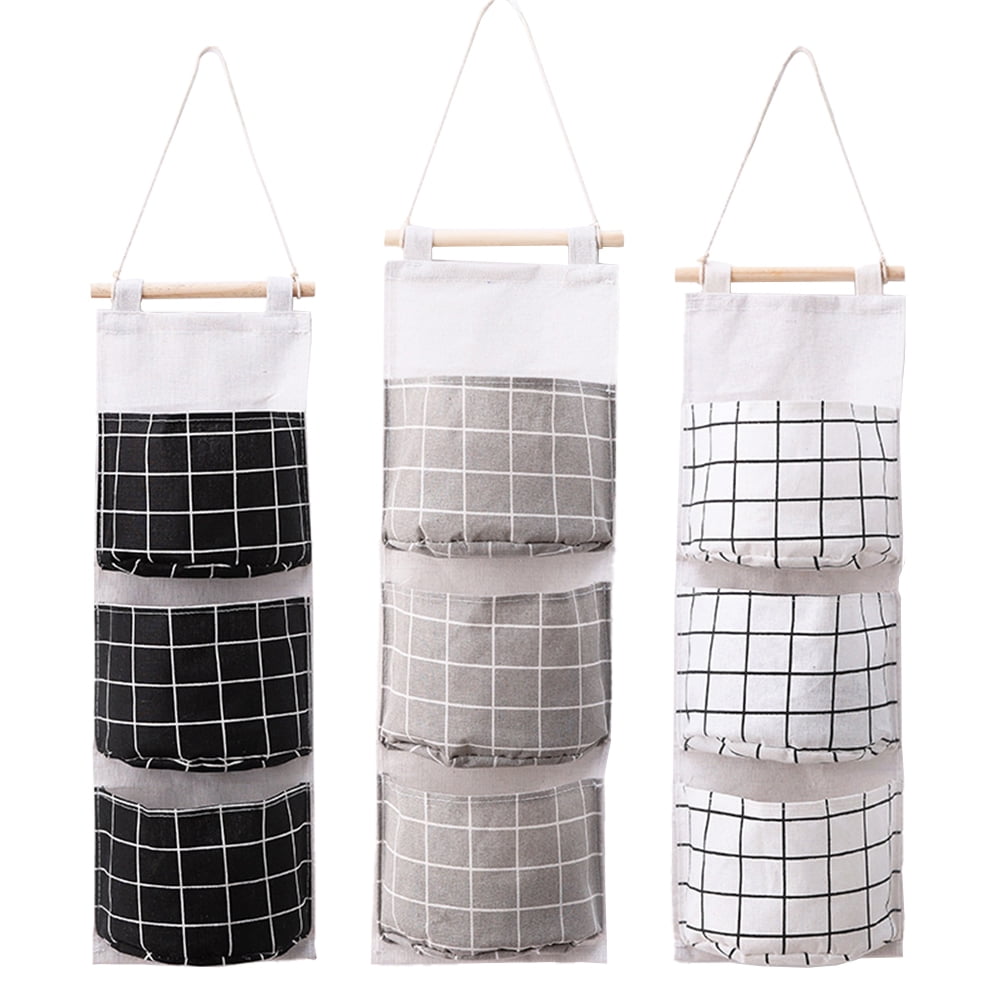 3Pcs Wall Closet Hanging Storage Bag, TITOUMI Premium Linen Fabric Over ...