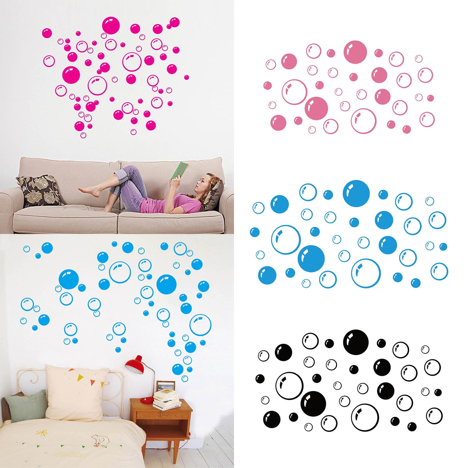 3Pcs Wall Stickers,Large Soap Bubbles Wall Decals,Bathroom Decals,Wall ...