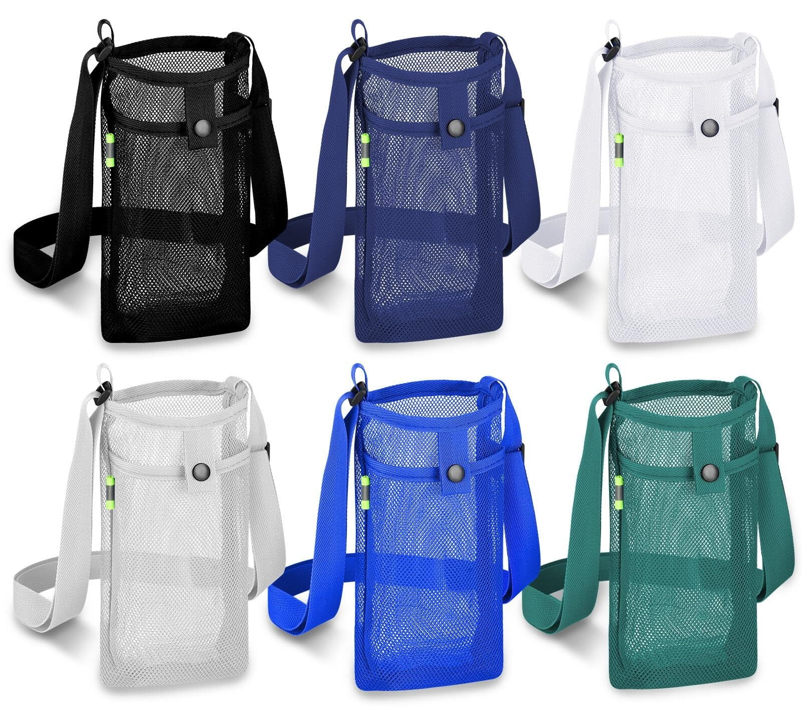 3Pcs Water Bottle Holder with Strap, Mesh Water Bottle Bag Carrier with ...