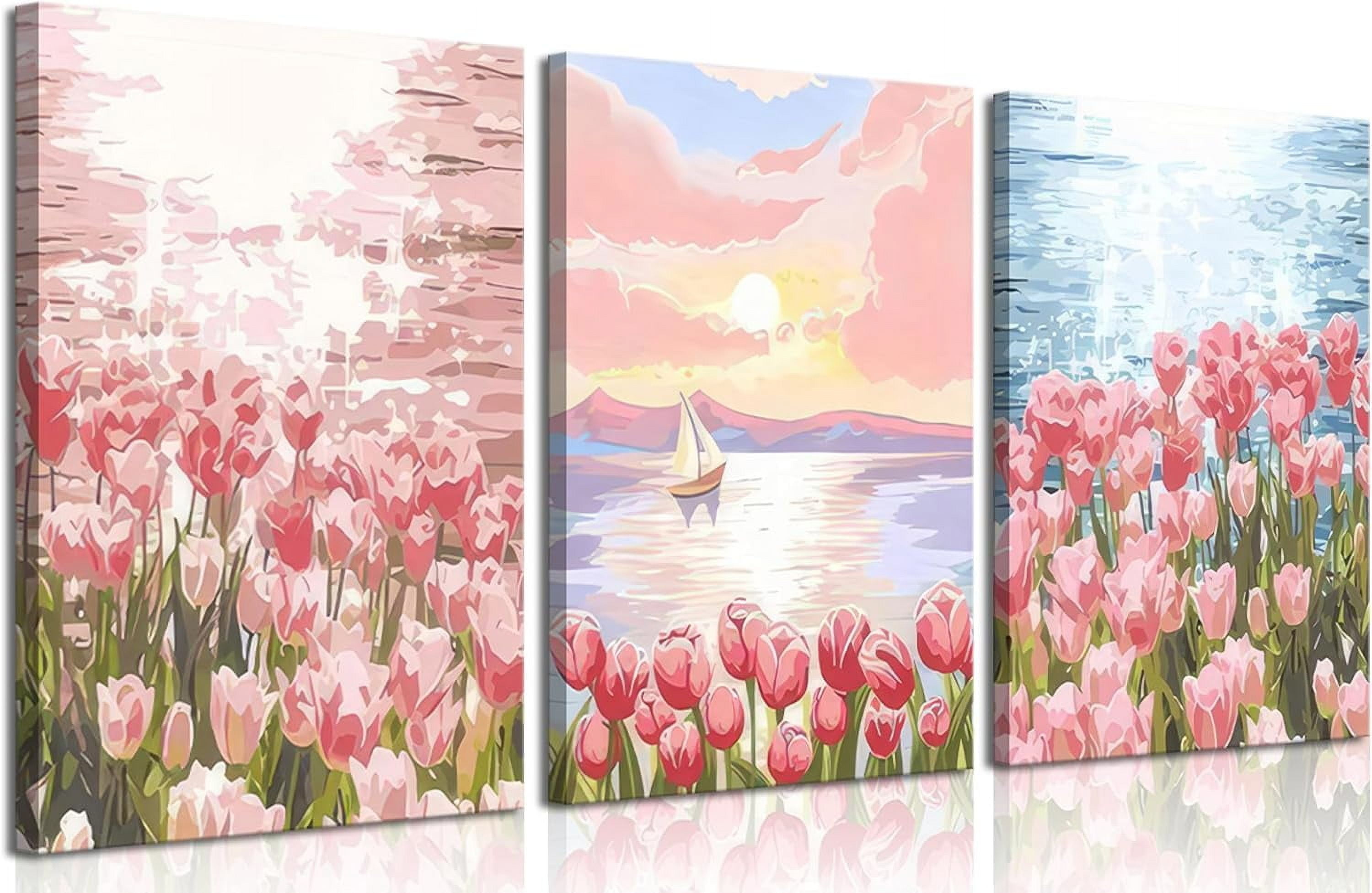 3Pcs Watercolor Flower Canvas Wall Art Wildflower Floral Wall Decor ...