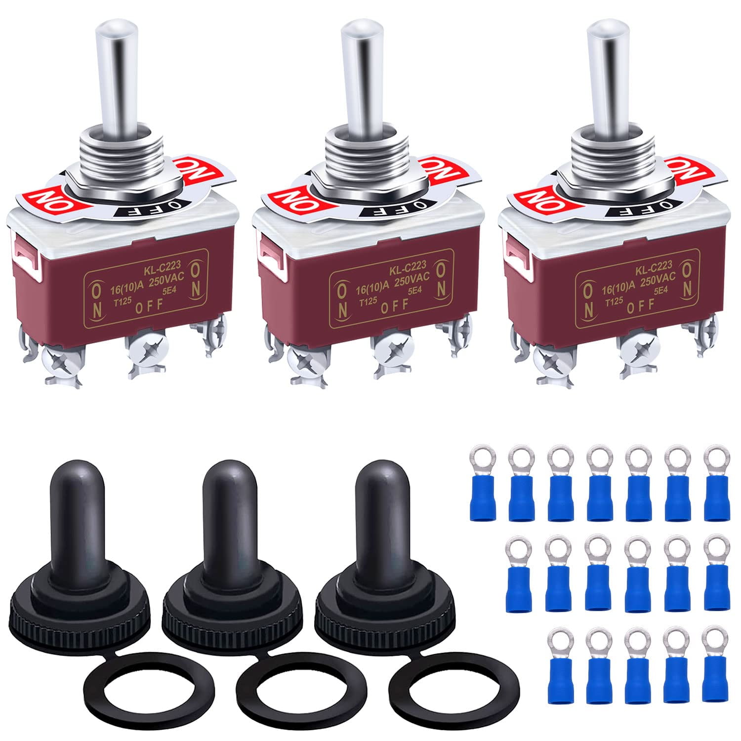 /3Pcs Waterproof Heavy Duty Momentary Toggle Switch 12V DC 30A DPDT 3 ...