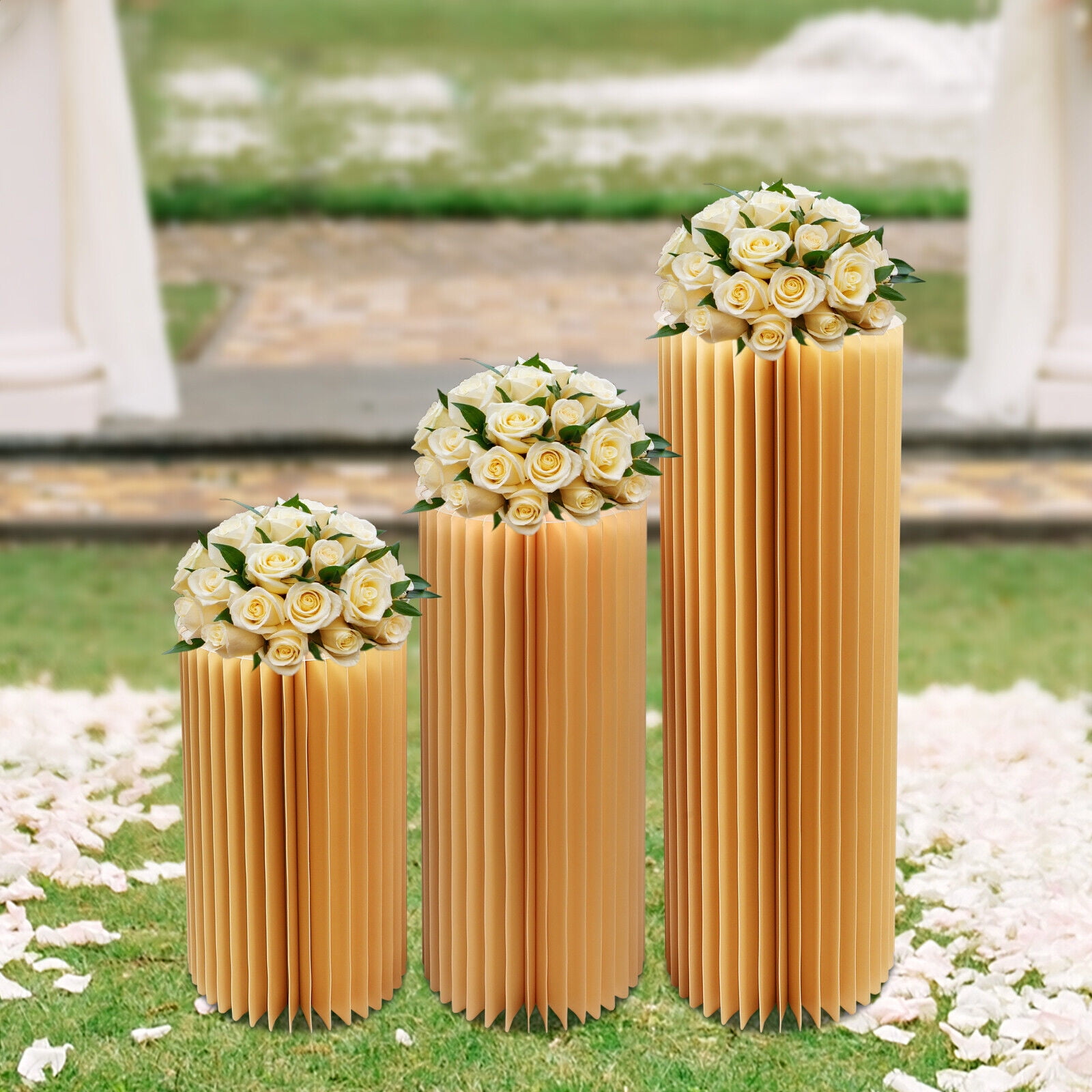 3Pcs Wedding Floral Floor Vase Cardboard Cylinder Pillar Paper Flower ...