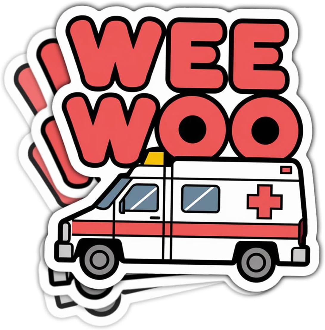 (3Pcs) Wee Woo Ambulance Funny Paramedic Sticker, Ambulance Driver Sticker Funny EMS EMT ...