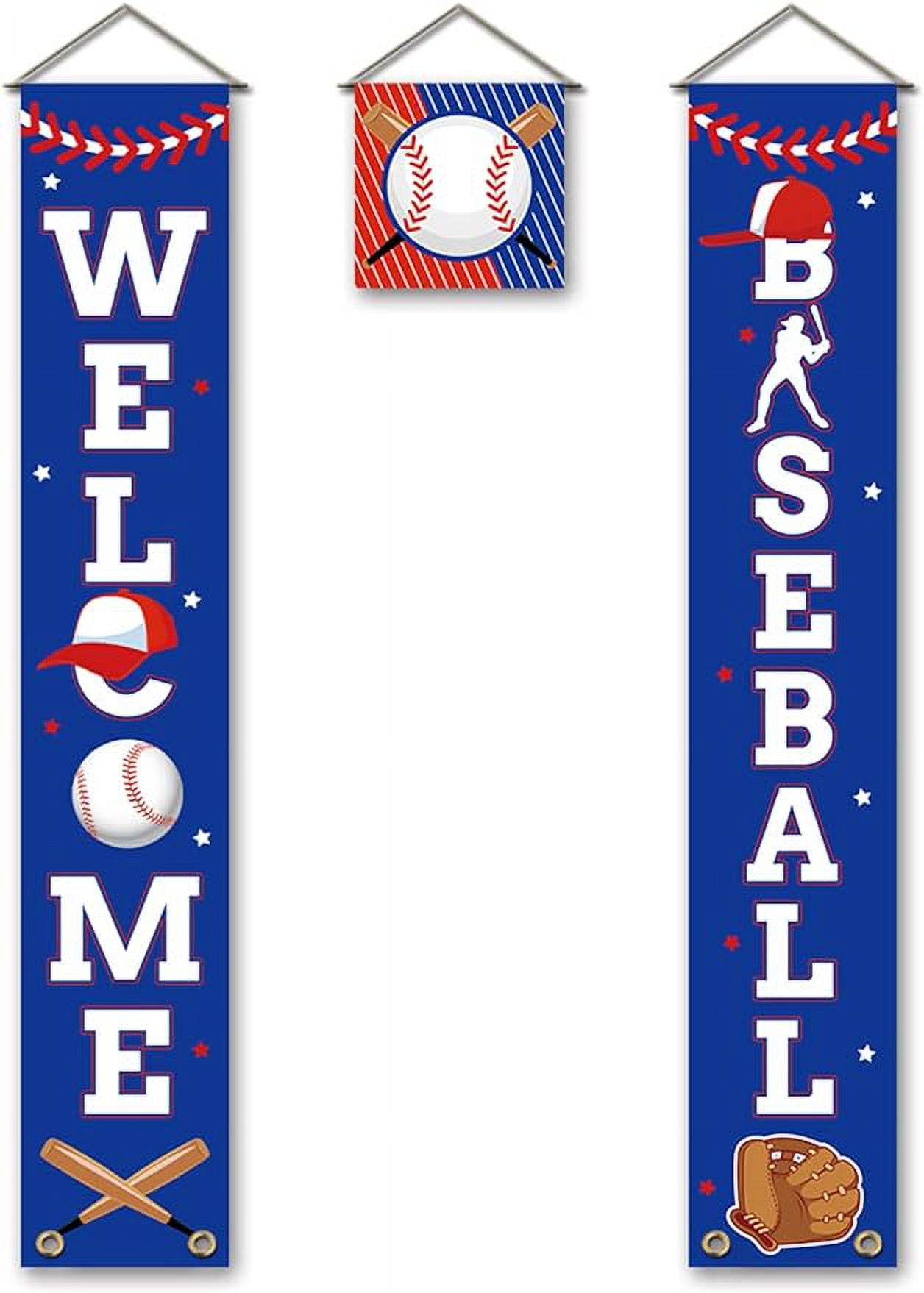3Pcs Welcome Baseball Banner Hanging Home Porch Sign Yard Signs Welcome ...