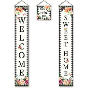 Mocsicka Sunflower Porch Sign Rustic Welcome Door Banner Summer Wooden ...
