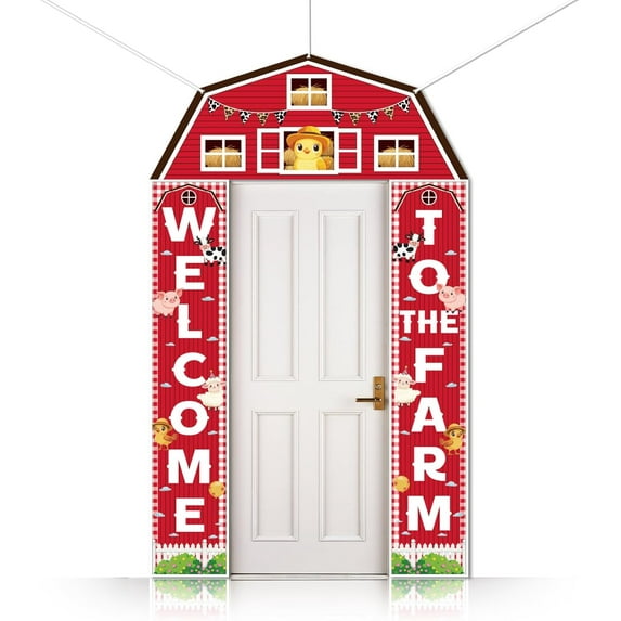 3Pcs Welcome to the Farm Door Banner Farm Animal Fence Theme Party ...