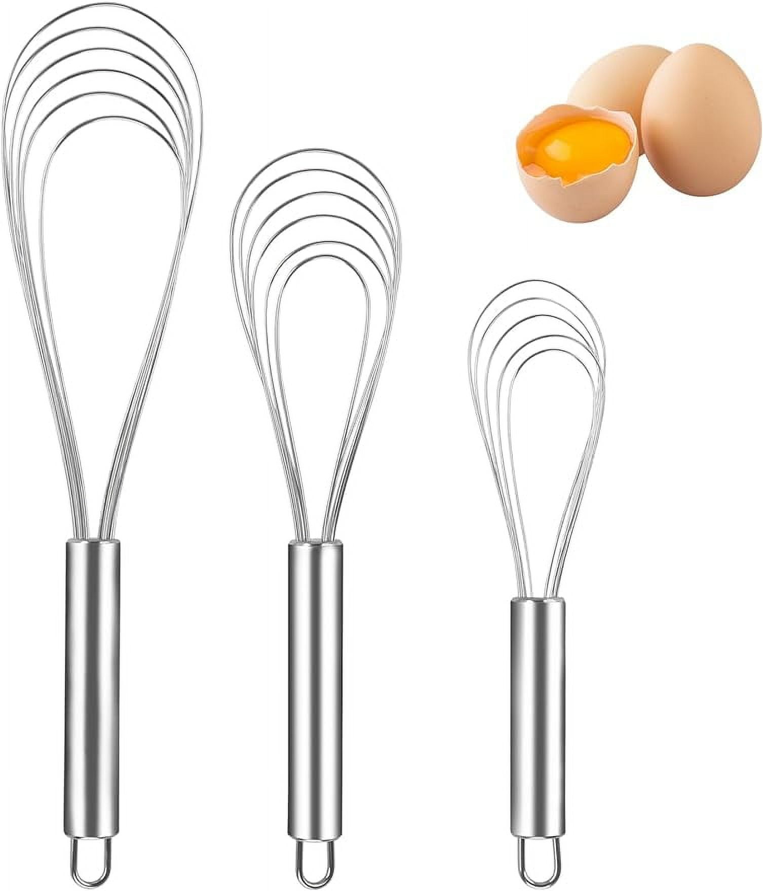 3Pcs Whisk Set Stainless Steel Kitchen Flat Wire Whisk Set 8 Inch, 10 ...