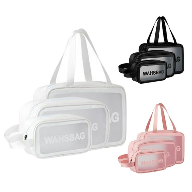3Pcs White Clear Travel Bag Toiletry Bags, Portable PVC Waterproof ...