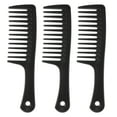 3Pcs Wide Tooth Comb, Black Large Thick Detangling Hair Comb with ...
