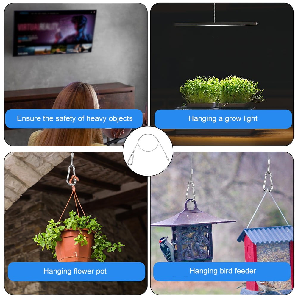 3Pcs Wire Rope Security Cable Lock Steel Cable With Eyelets Security M ...