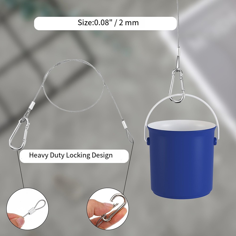 3Pcs Wire Rope Security Cable Lock Steel Cable With Eyelets Security M ...