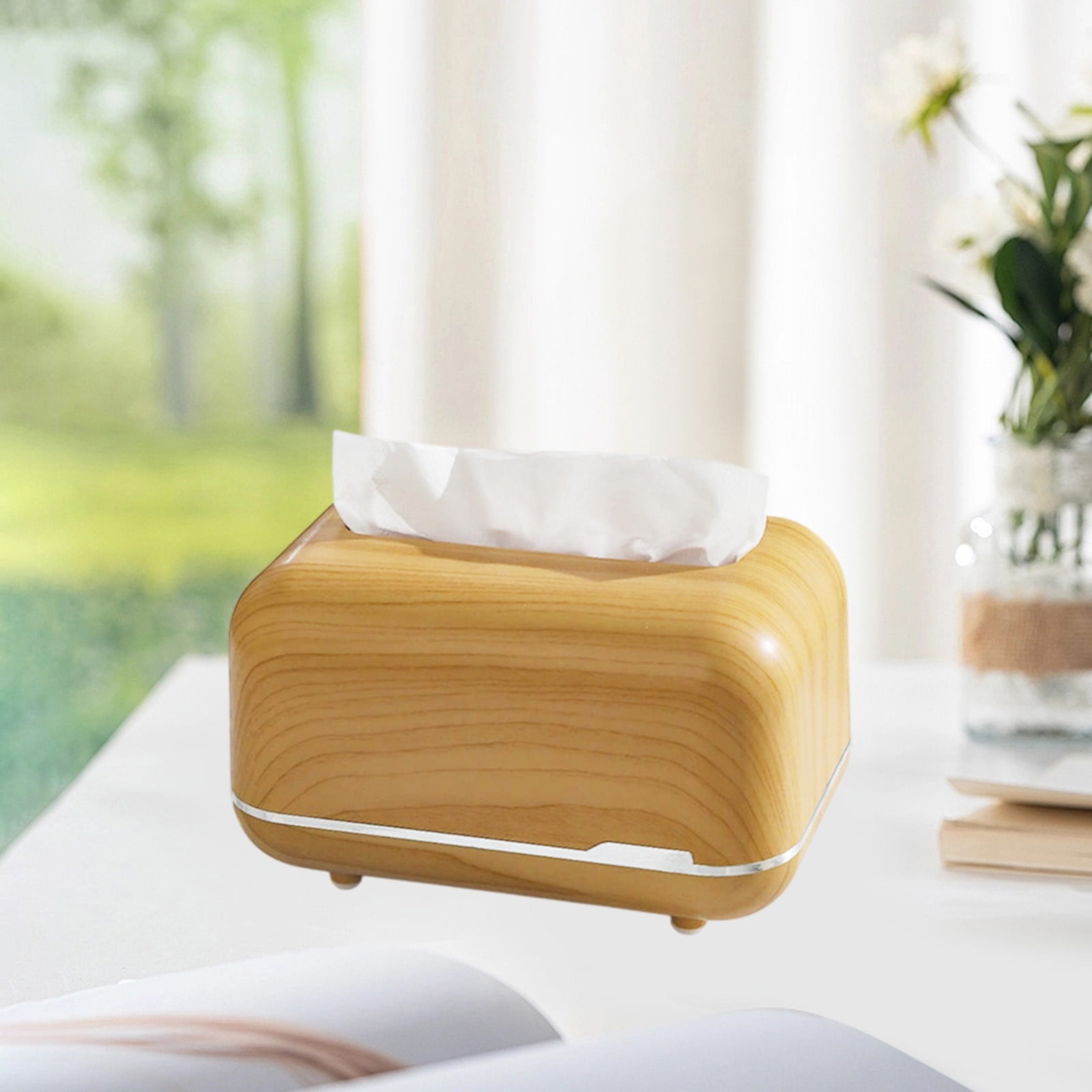 3Pcs Wood-Grain Tissue Box Cover Square - Oak Wood Tissue Box Holder ...