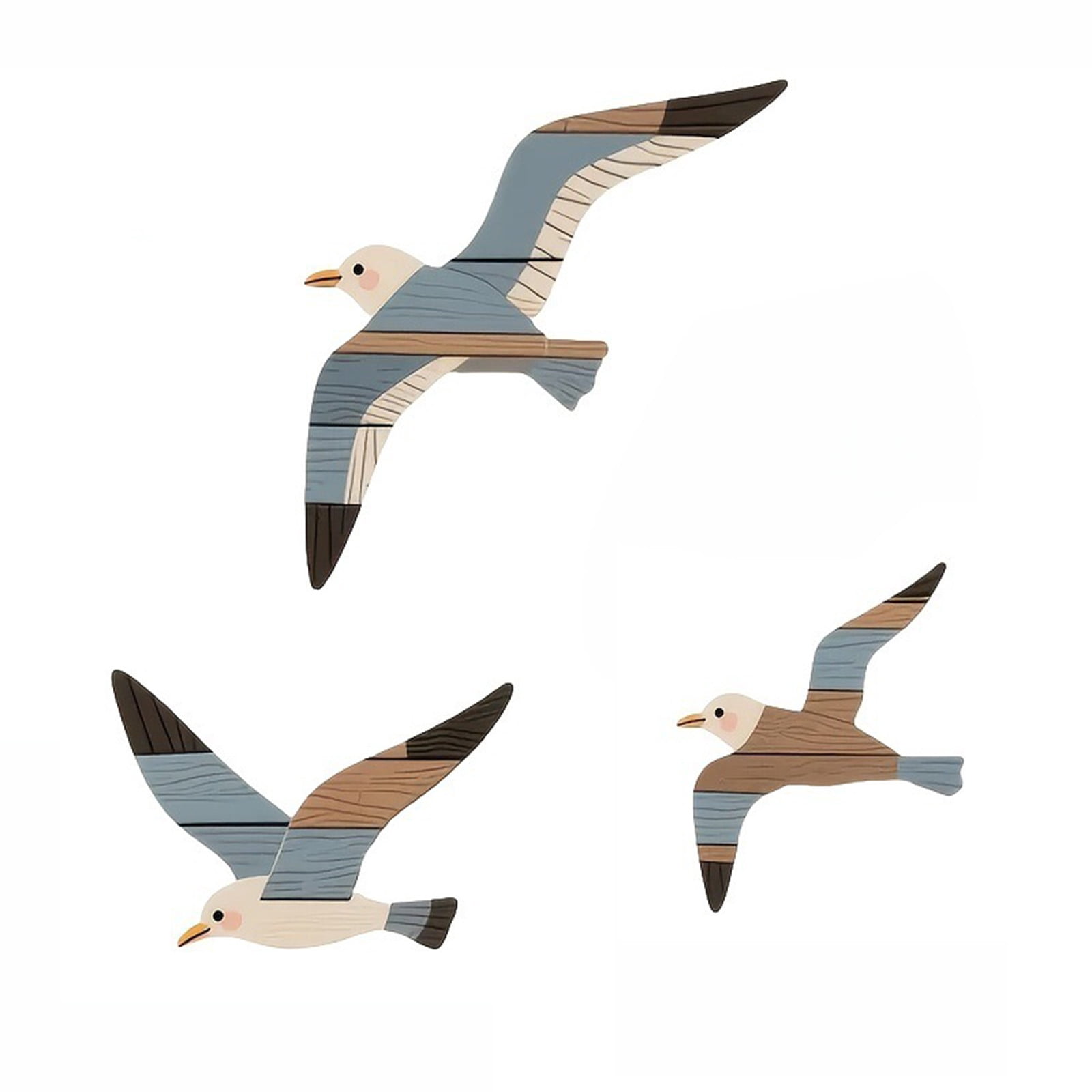 3Pcs Wood Seagull Beach Wall Decor, Wall Art Beach Decorations Nautical ...
