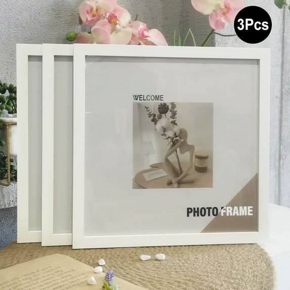 3Pcs Wood Square Po Frames For Wall Hanging or Desktop Decor 20X20 ...