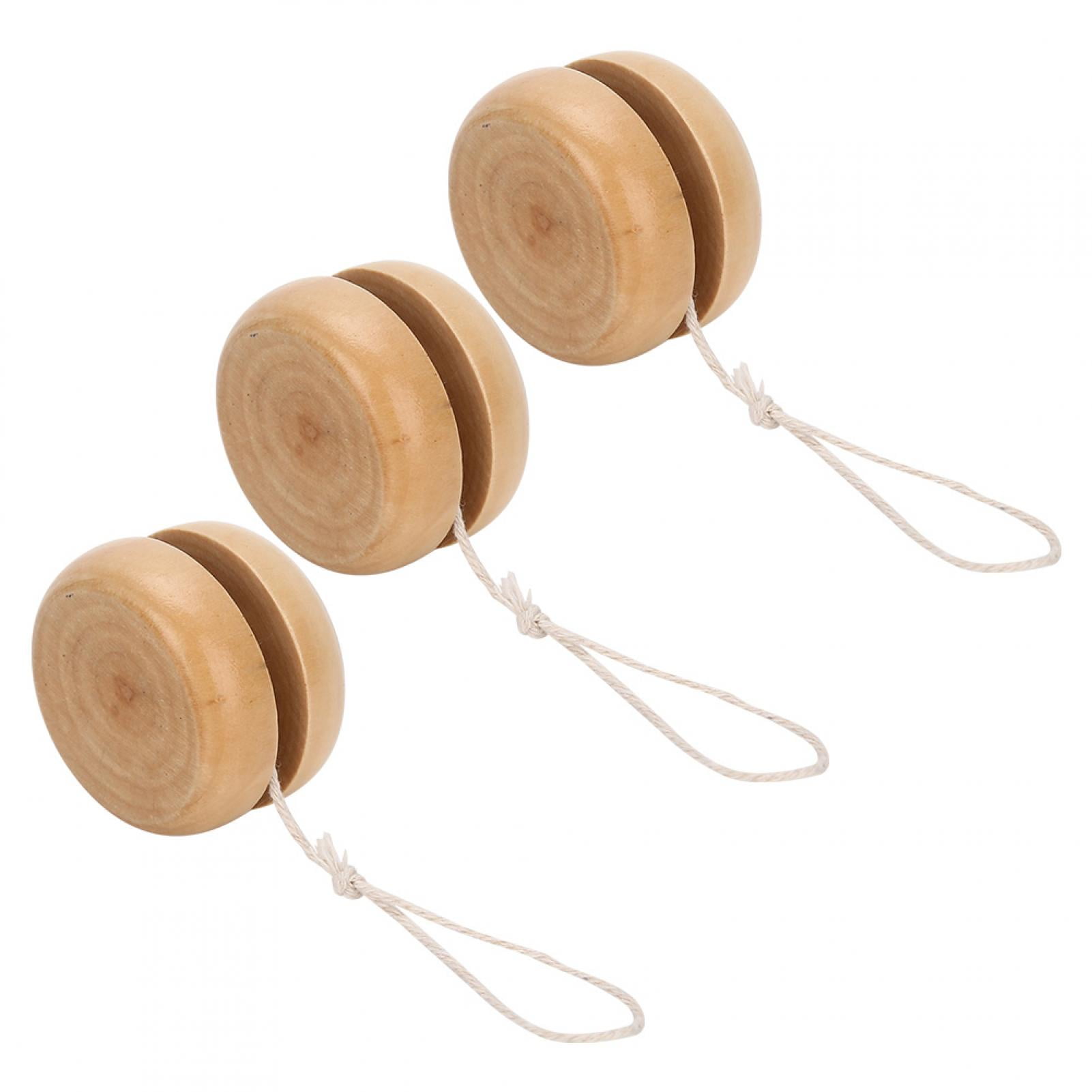 3Pcs Wood Yo Yo Hand Made Crafts Log Color Mini Round Yo Yo for Kids ...