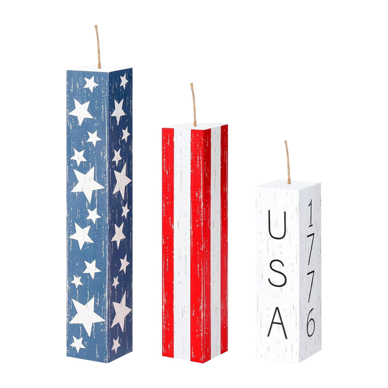 3Pcs Wooden Decorations Independence Day Patriotic Decoration Rustic ...