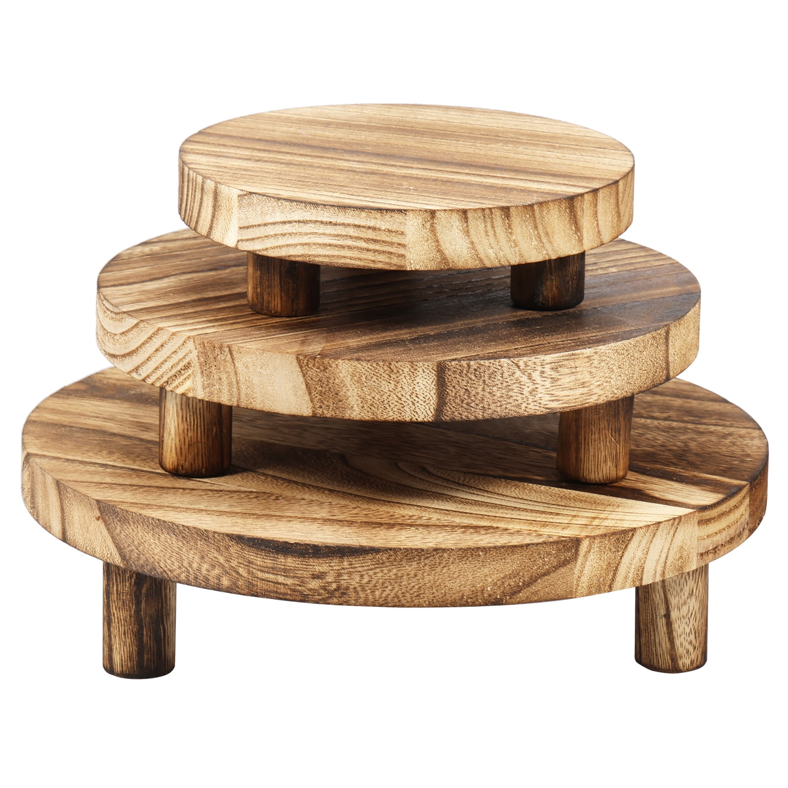 3Pcs Wooden Stool Display Stand 3 Sizes Wood Plant Stand Round Wood ...