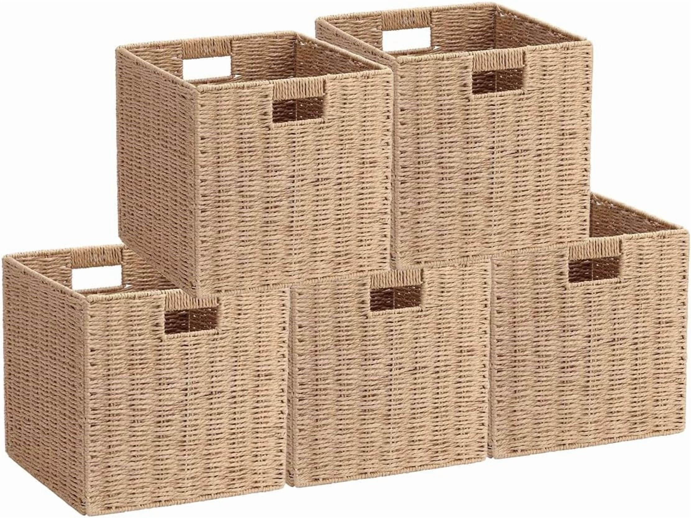 3Pcs Woven Shelf Baskets, 10.5'' Water Hyacinth Handmade Open Storage ...