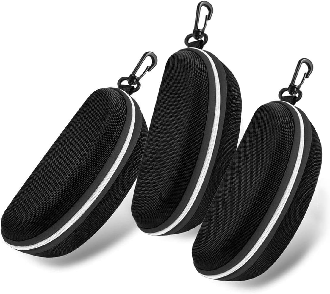 3Pcs Zipper Hard Shell Sunglasses Case and Eyeglasses Case Portable ...