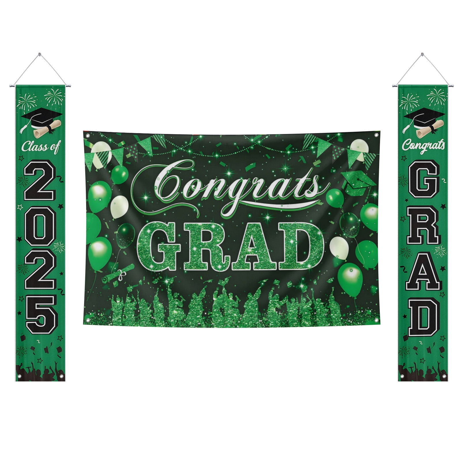 3Pcs congras grad Graduation Banner Decorations Class of 2025 Backdrop ...