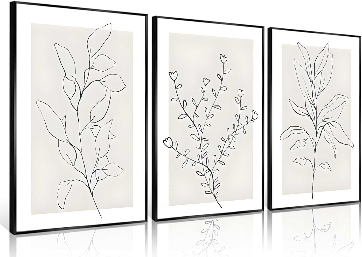 3Pcs d Neutral Botanical Wall Art Minimalist Abstract Botanical Line ...