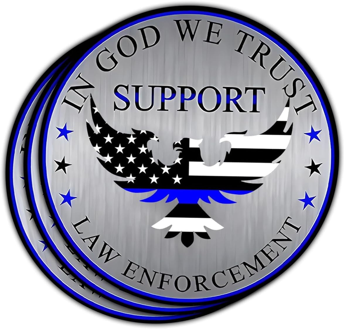 (3Pcs) in God We Trust, Law Inforcement Eagle Thin Blue Line Sticker ...