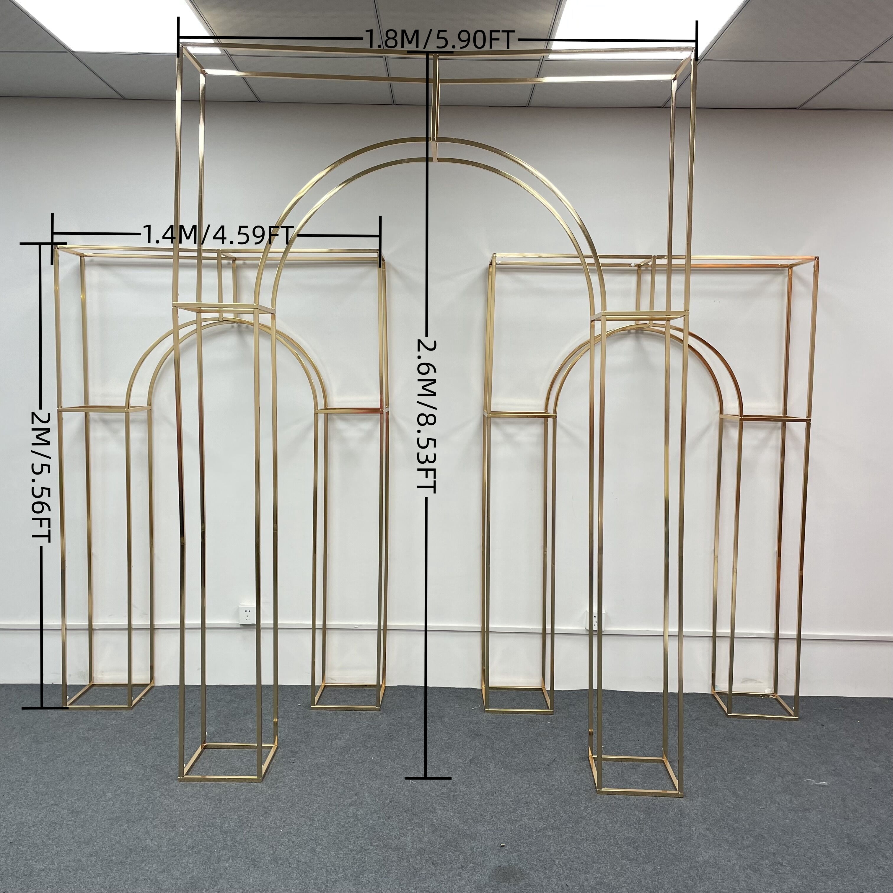3Pcs of set Wrought Iron Screen Arches, Gold Plated Frame, Wedding ...