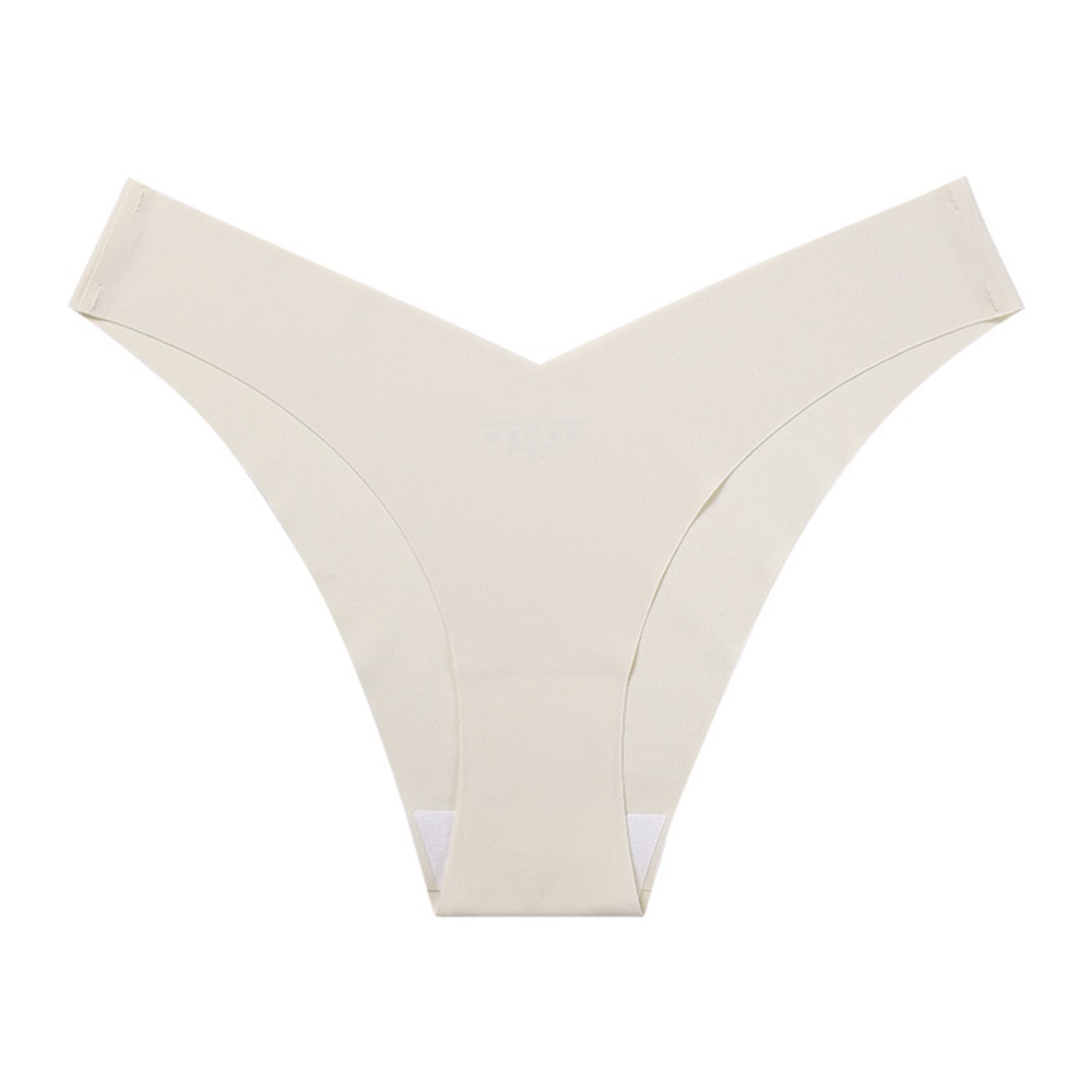 3Pcs seamless ice silk underwear for women V-shaped waist pure cotton ...