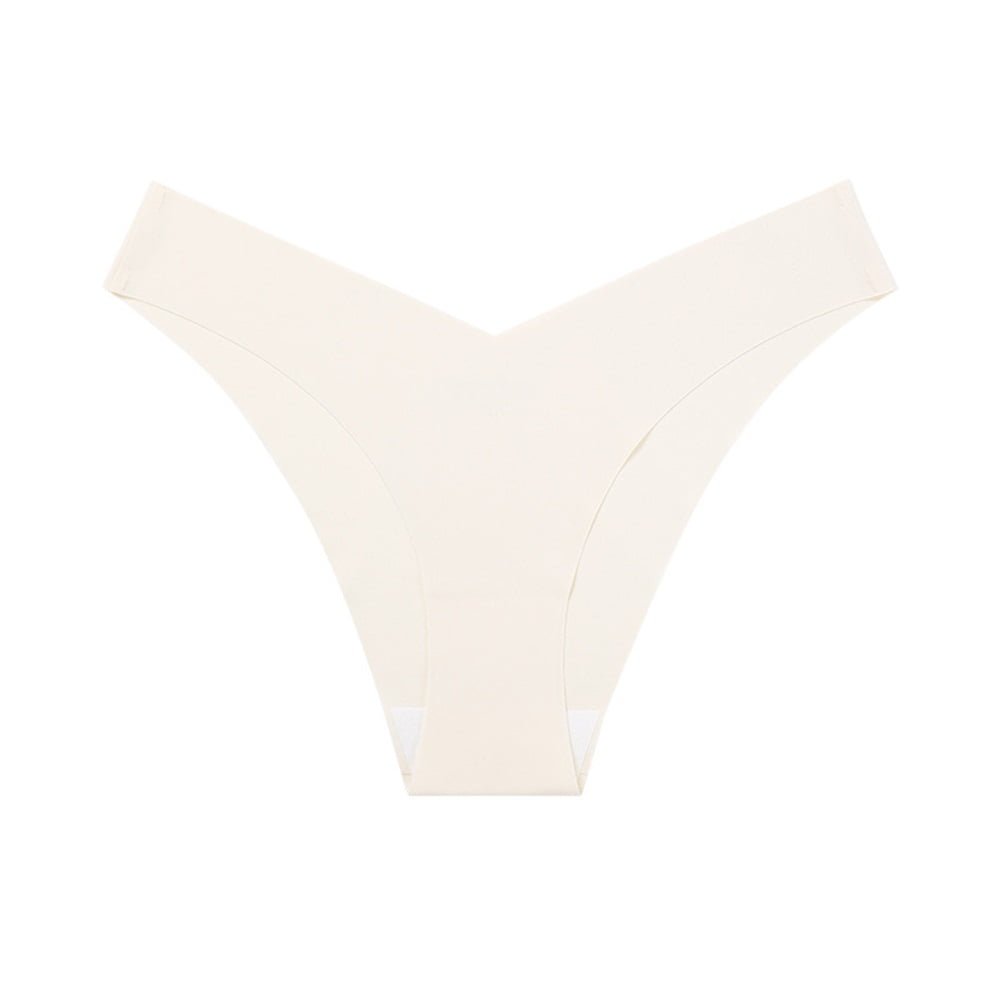 3Pcs seamless ice silk underwear for women V-shaped waist pure cotton ...