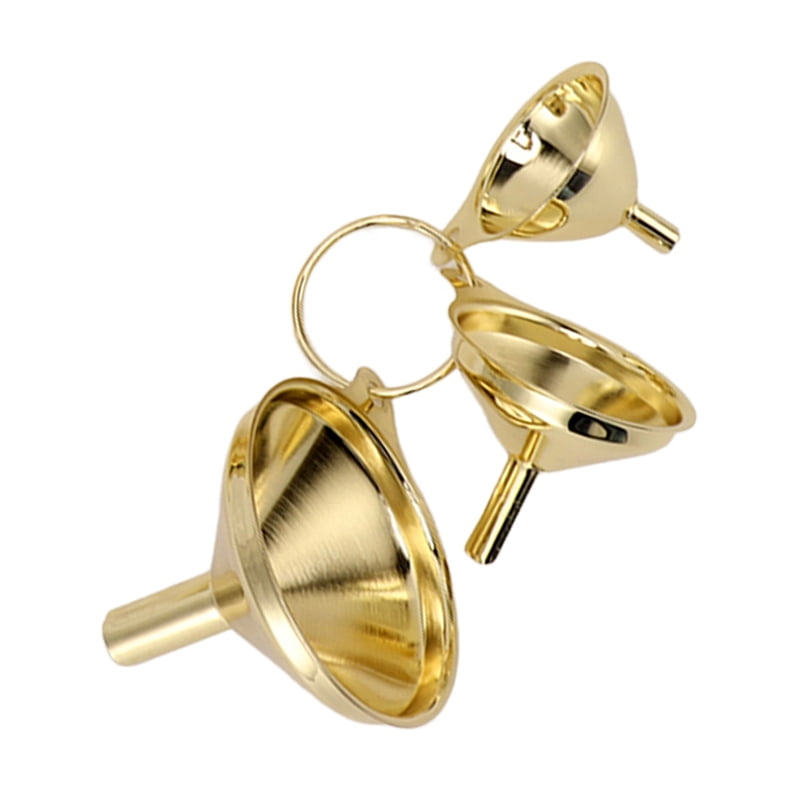 3Pcs/set Gold Stainless Steel Funnel for Filling Small Bottles and ...