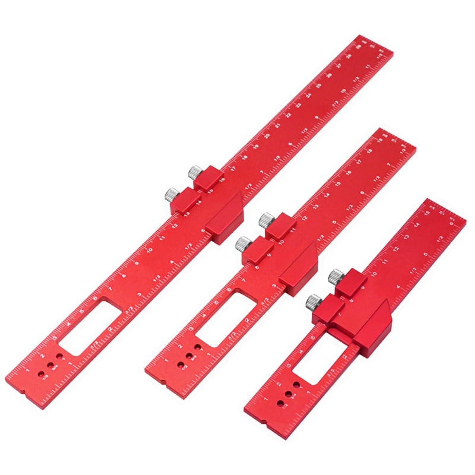 3PcsWoodworking Ruler Aluminum Alloy Positioning Ruler Marking Ruler ...