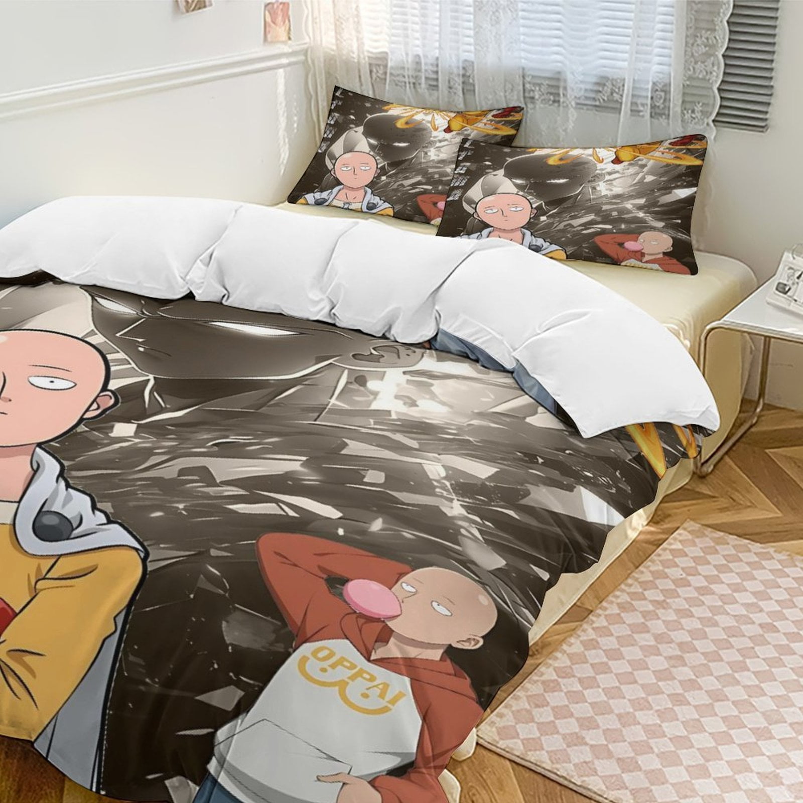3Piece Bedding Set One Punch Man Comforter Cover Set Cute Kids Bedroom ...