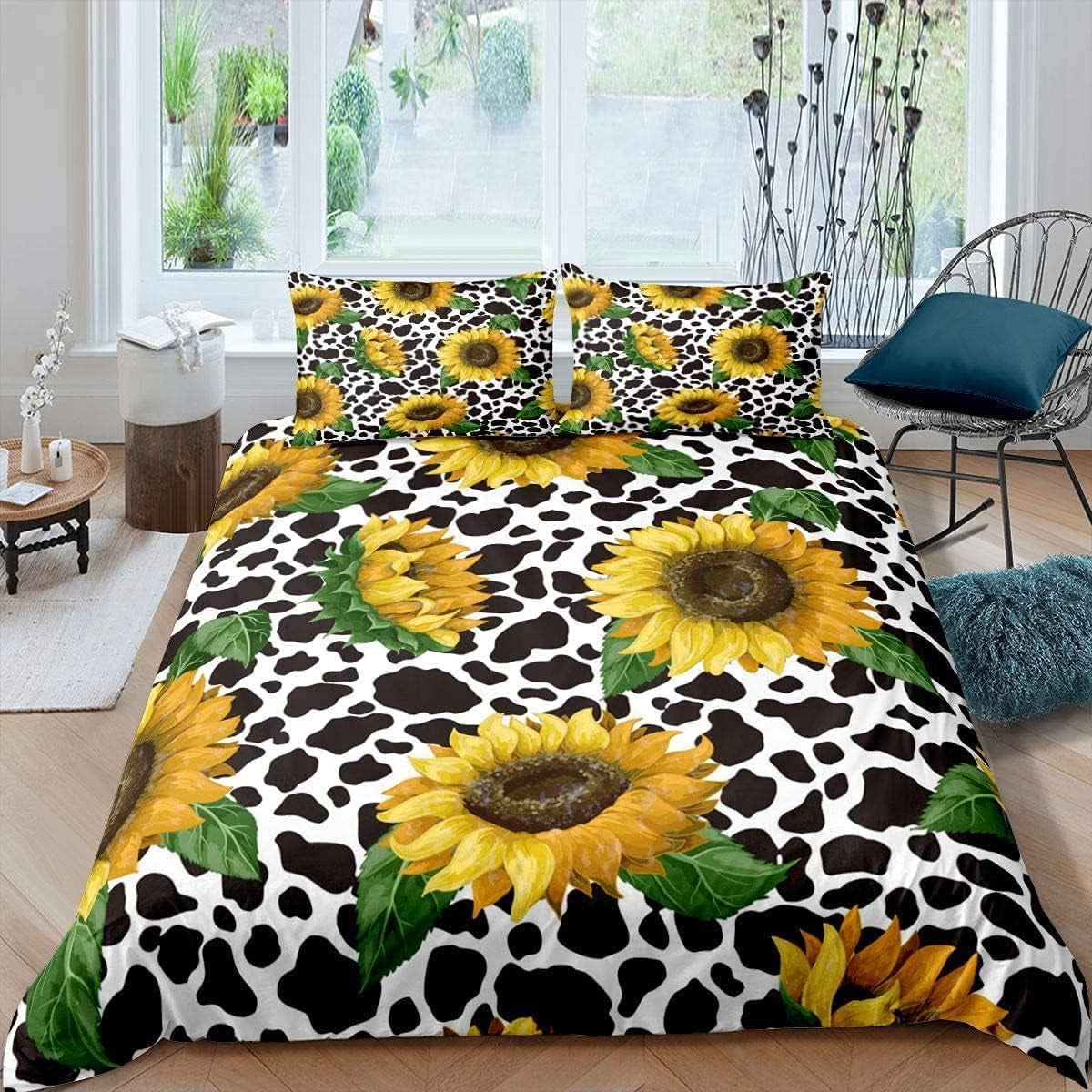 3piece Bedding Set Sunflower Duvet Cover Sets With 2 Pillowcases For