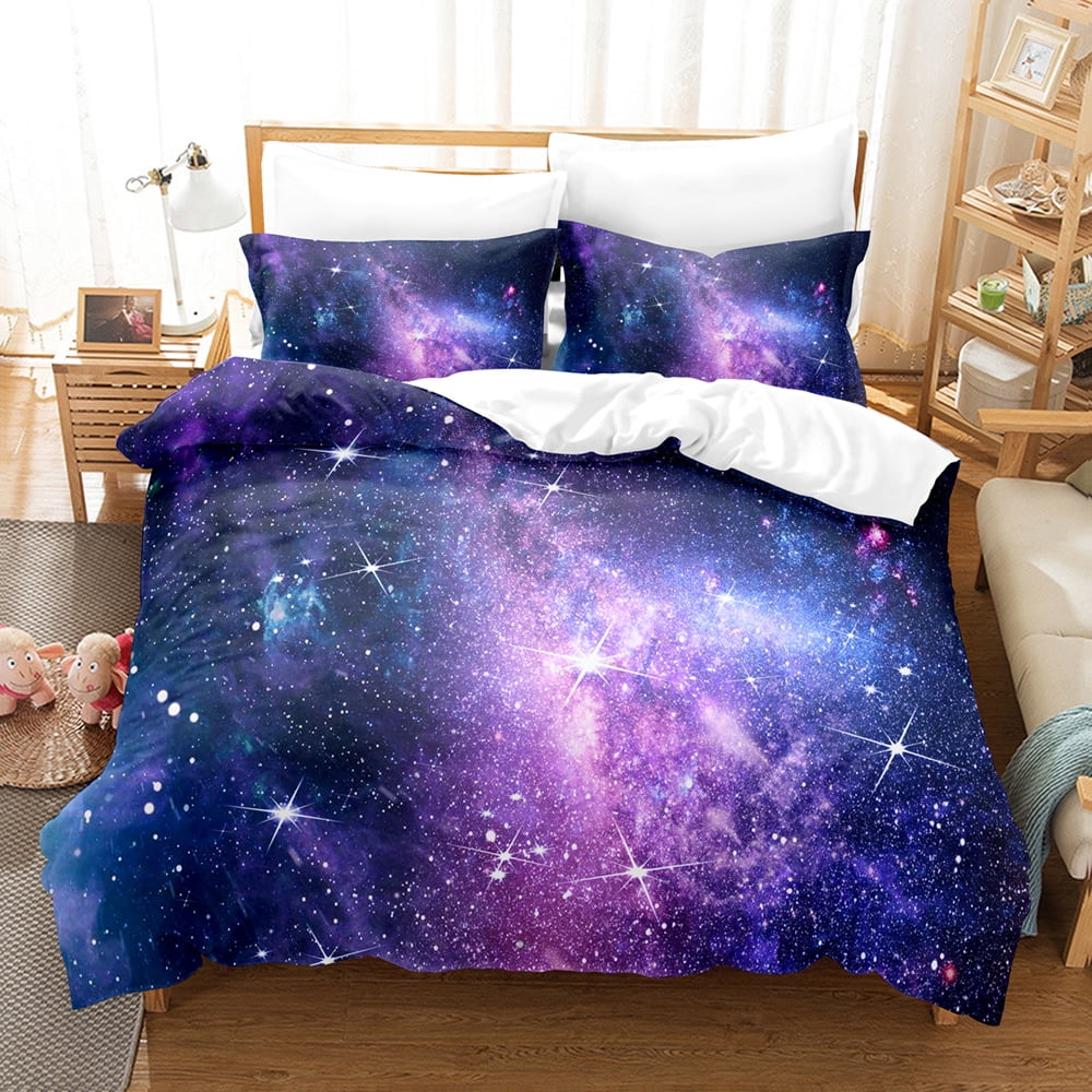 3Piece Bedding Sets Teal Moon Star Bedding Set Night Starry Sky Space ...