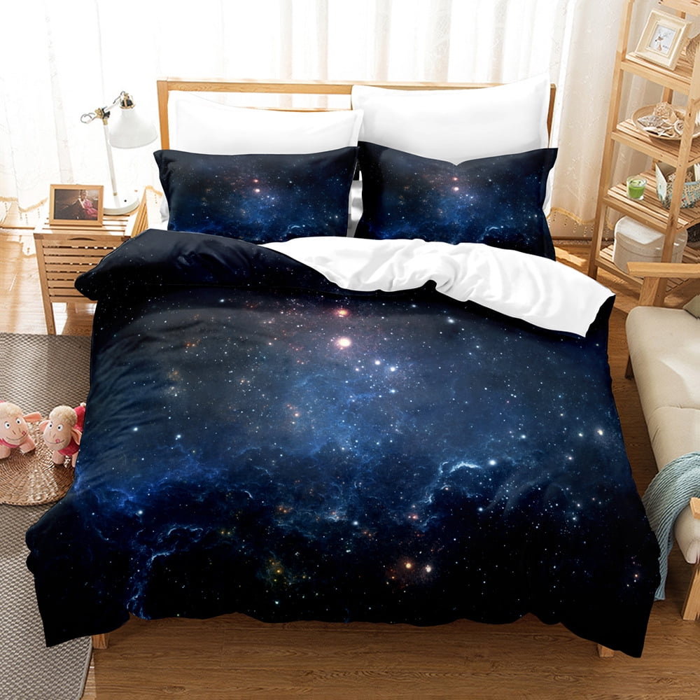 3Piece Bedding Sets Teal Moon Star Bedding Set Night Starry Sky Space ...