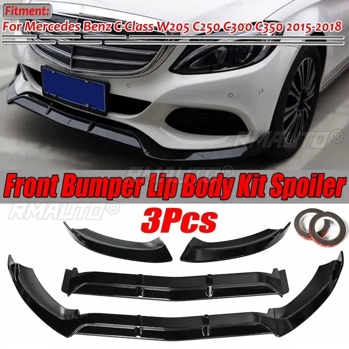 3Piece Car Front Bumper Splitter Lip Diffuser Guard Spoiler For ...