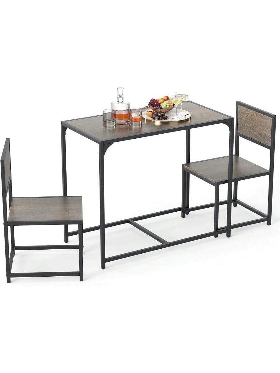 3Piece Dining Table Set For 2 Small Industrial Kitchen Table With 2 ...