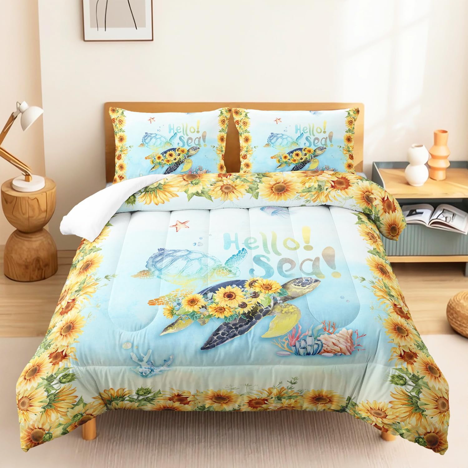 3piece Duvet Cover Set King Size 3d Sunflower Pattern Bedding Set