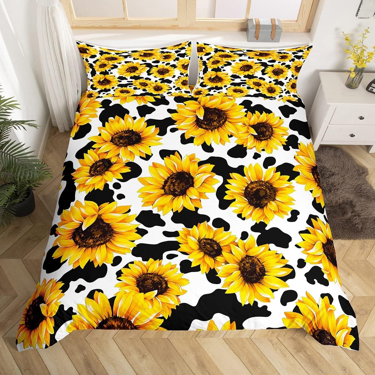 3piece Duvet Cover Set King Size 3d Sunflower Pattern Bedding Set