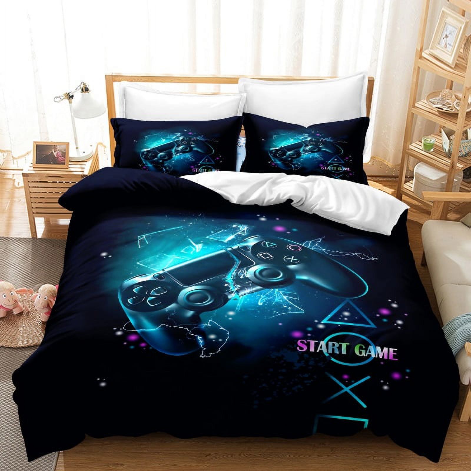 3Piece Gaming Duvet Cover Set,Kids Gamepad Cartoon Bedding Set Full ...
