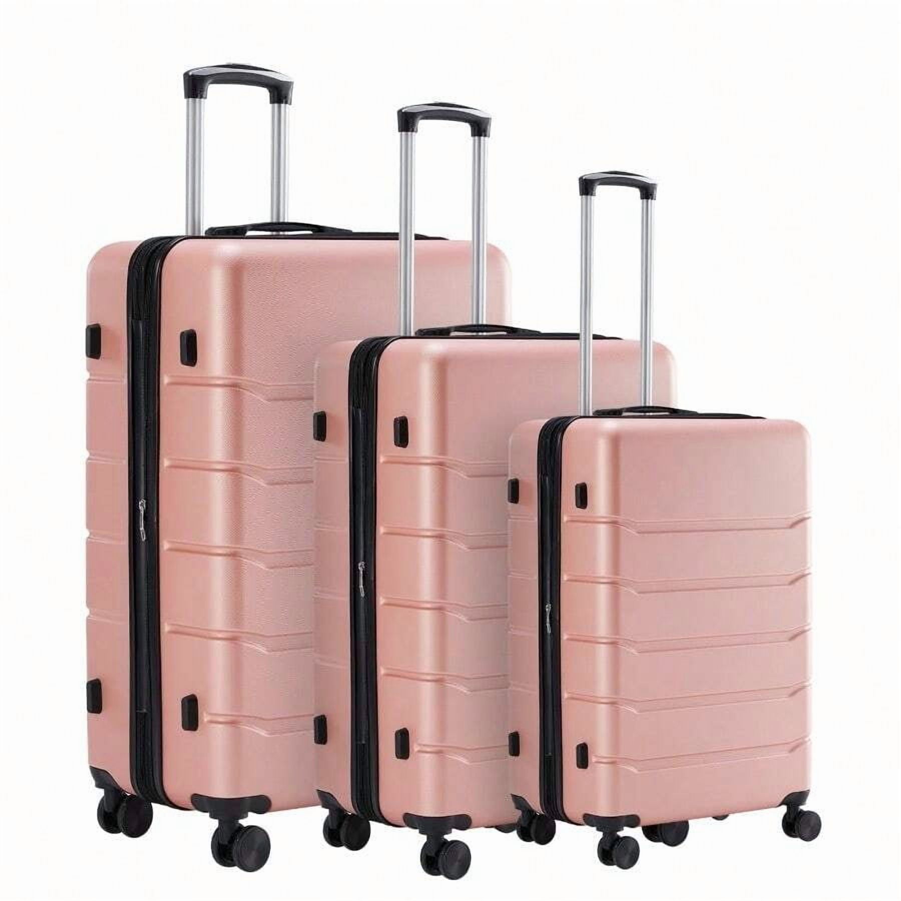3Piece Luggage Sets Hard Shell ABS Suitcases With Double Spinner Wheels ...