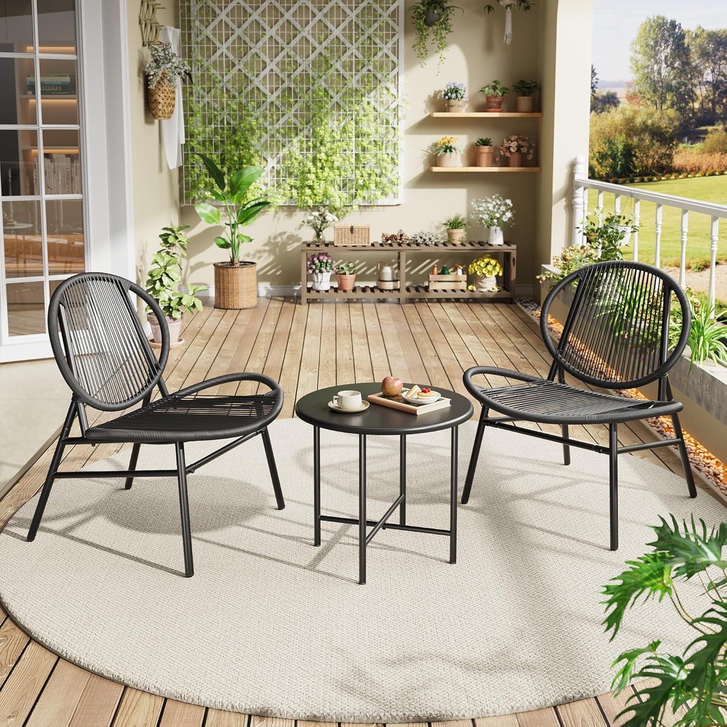3Piece Outdoor Acapulco Chair Patio Bistro Set, Acapulco Chairs Set of ...